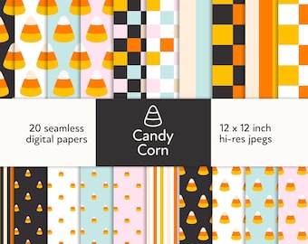 Pastel Halloween Candy Corn Digital Paper Bundle: Spooky Cute Seamless ...