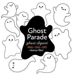 Ghost Halloween Clipart SVG Bundle, Halloween Clipart, Cute Ghosts ...