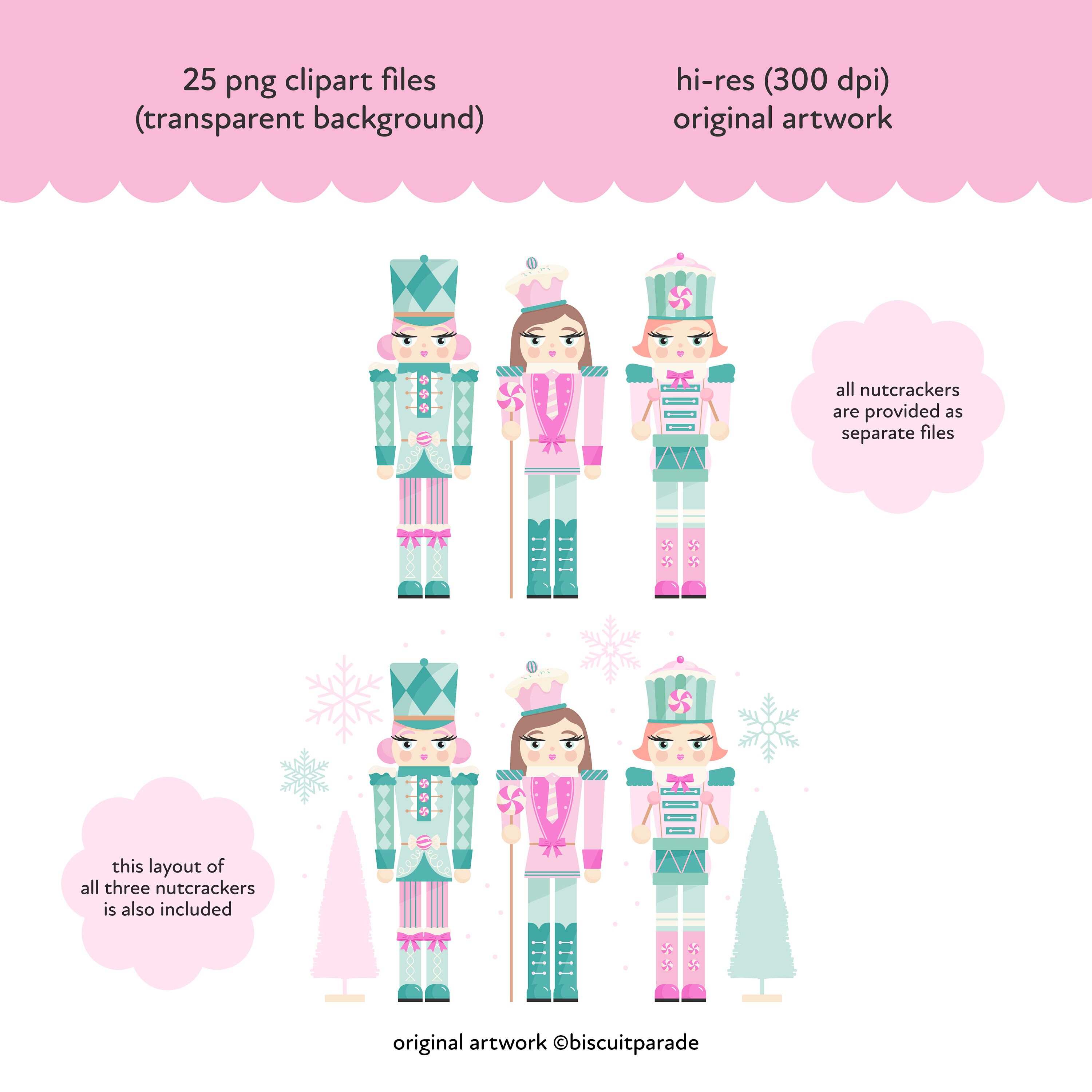 Pink Nutcracker PNG Bundle: Festive Christmas Clipart for Sublimation ...