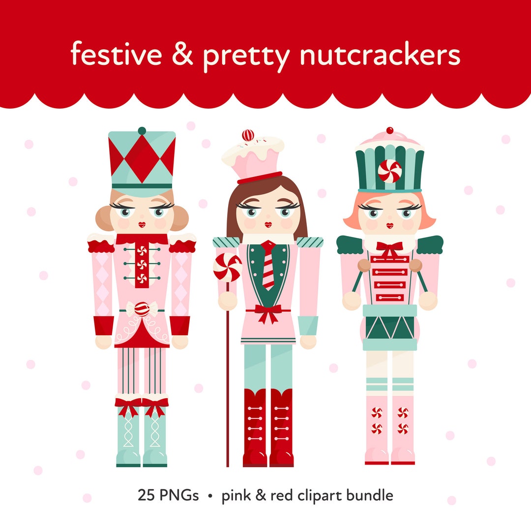 Pink Nutcracker PNG Bundle: Christmas Sublimation Clipart for Holiday ...
