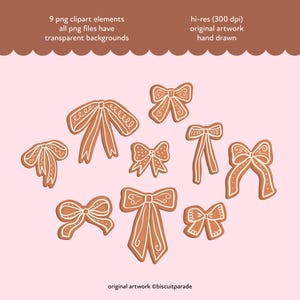 Christmas Gingerbread Bow Clipart, Coquette Gingerbread Bow Clipart ...
