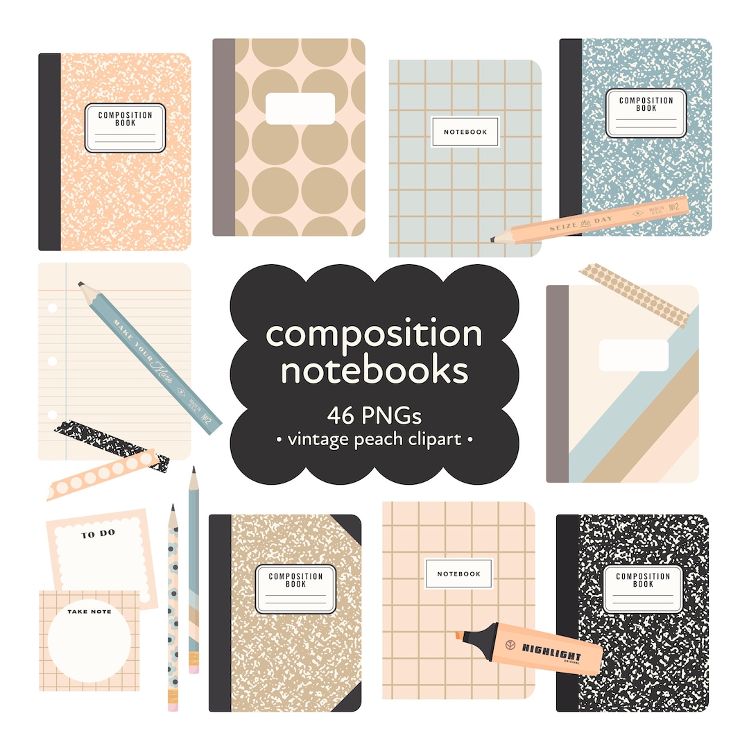 Composition Notebook Clipart, Notebook Clip Art, School Graphics ...