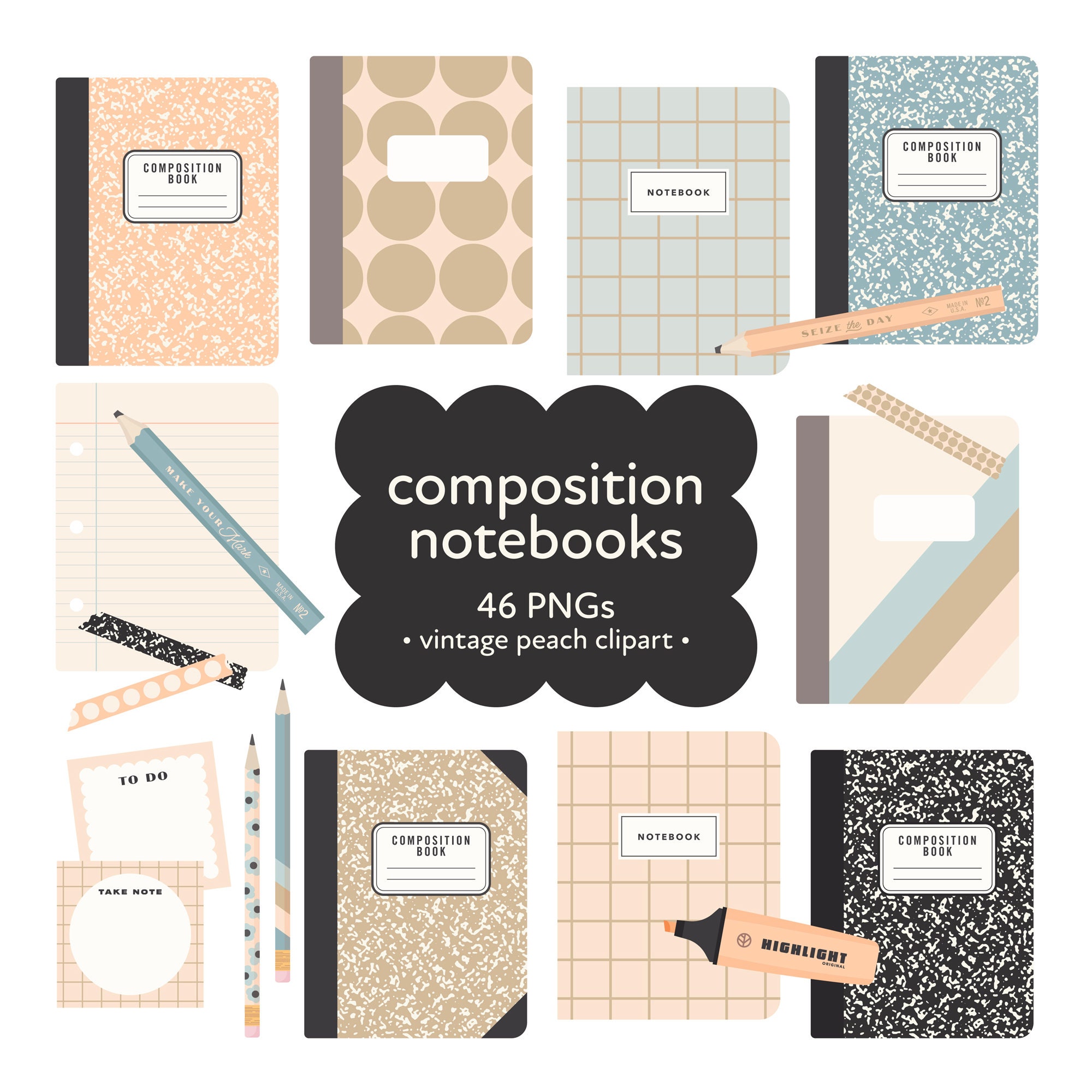 Composition Notebook Clipart, Notebook Clip Art, School Graphics ...