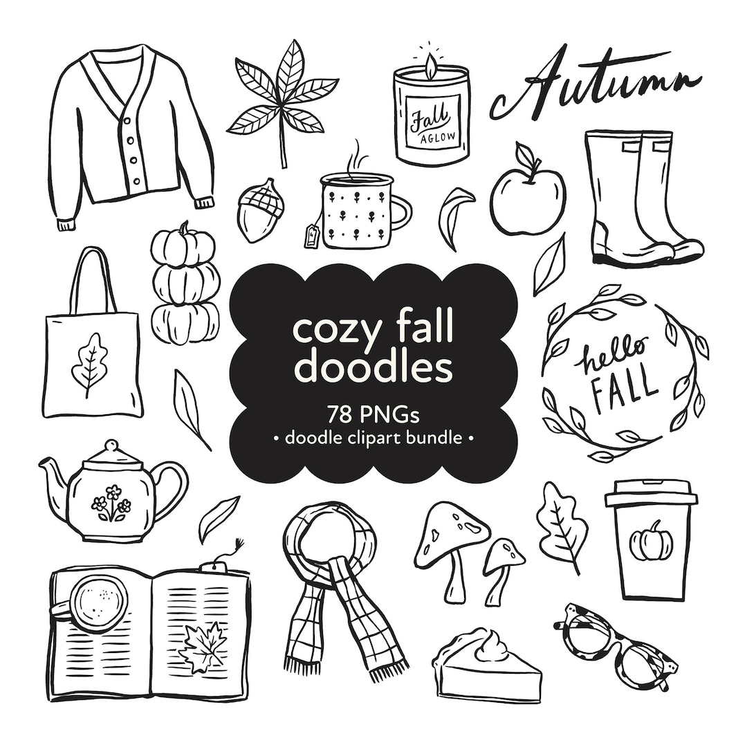 Cozy Fall Doodle Clipart, Autumn Doodle, Fall Hand Drawn Png, Fall Png ...