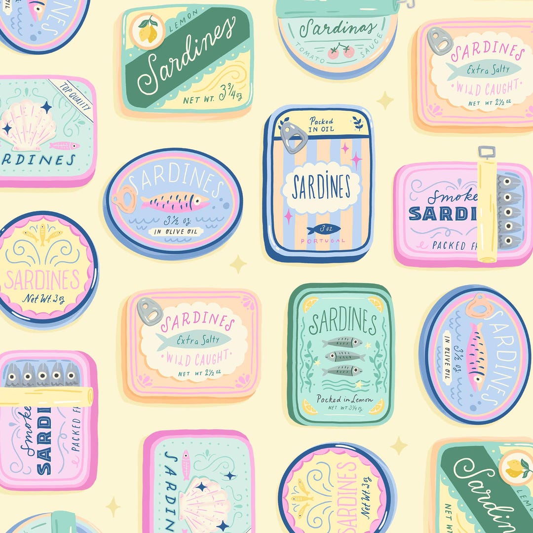 Sardine Seamless Pattern: Vintage Italian Summer Digital Paper (JPEG ...
