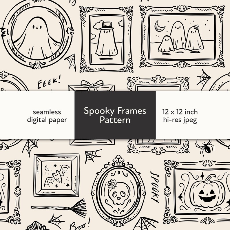 Cute Ghost Frames Seamless Pattern, Cute Kid Halloween, Halloween ...