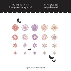 Retro Halloween Clipart: Pastel Ghosts, Bats, Candy Corn (PNG Graphics ...