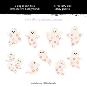 Daisy Ghost Clipart Bundle: Pastel Halloween PNG Files - Etsy
