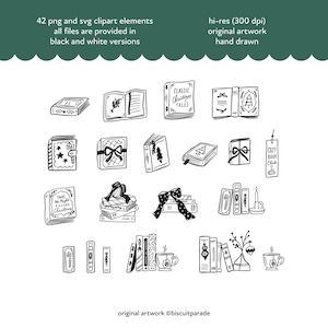 Christmas Book Doodles Clipart, Christmas Bookish Clipart, Cozy Readers ...