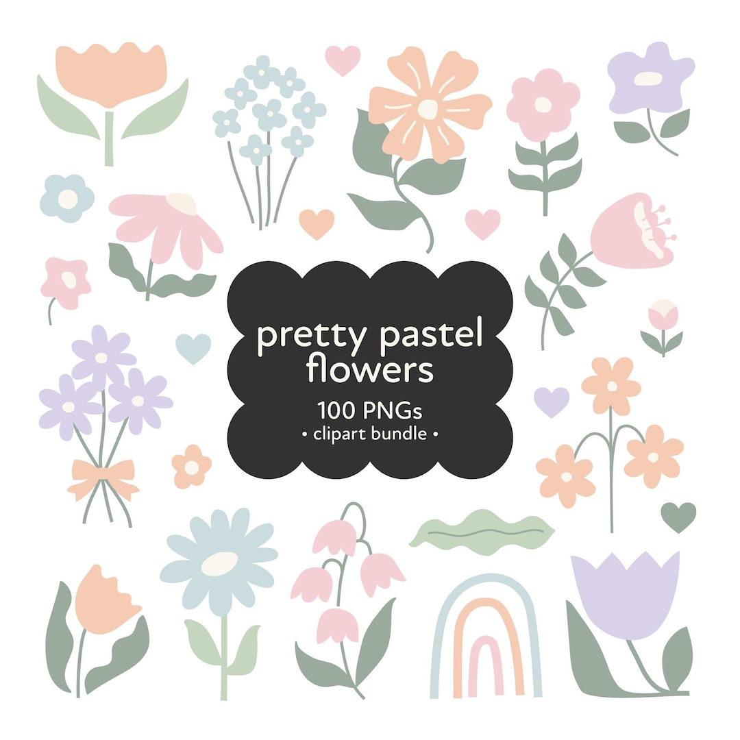 Pretty Pastel Flower Clipart, Pastel Floral Clipart Bundle, Pastel ...