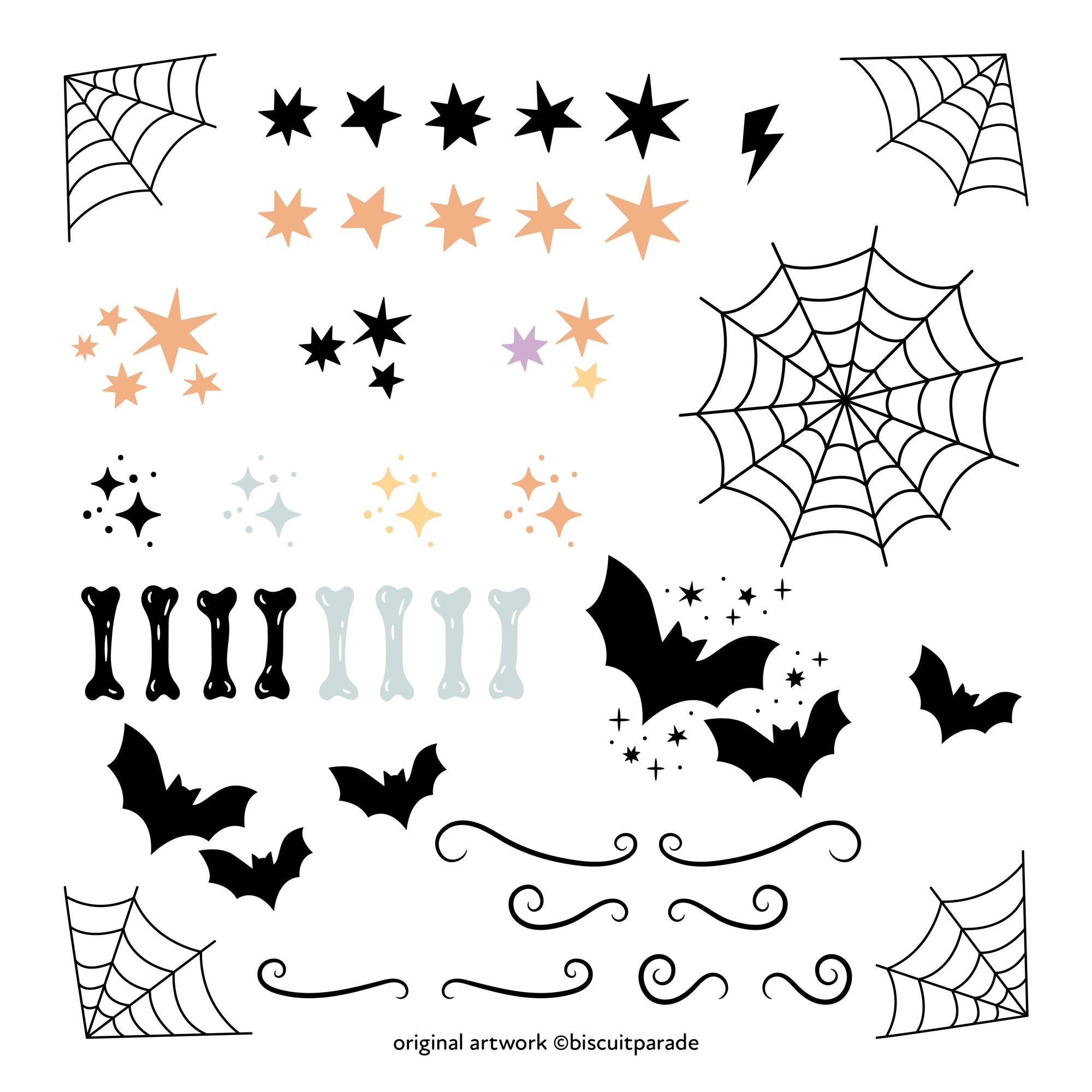 Pastel Halloween Clipart Bundle: Ghost, Bat, Witch, Candy Corn PNG ...