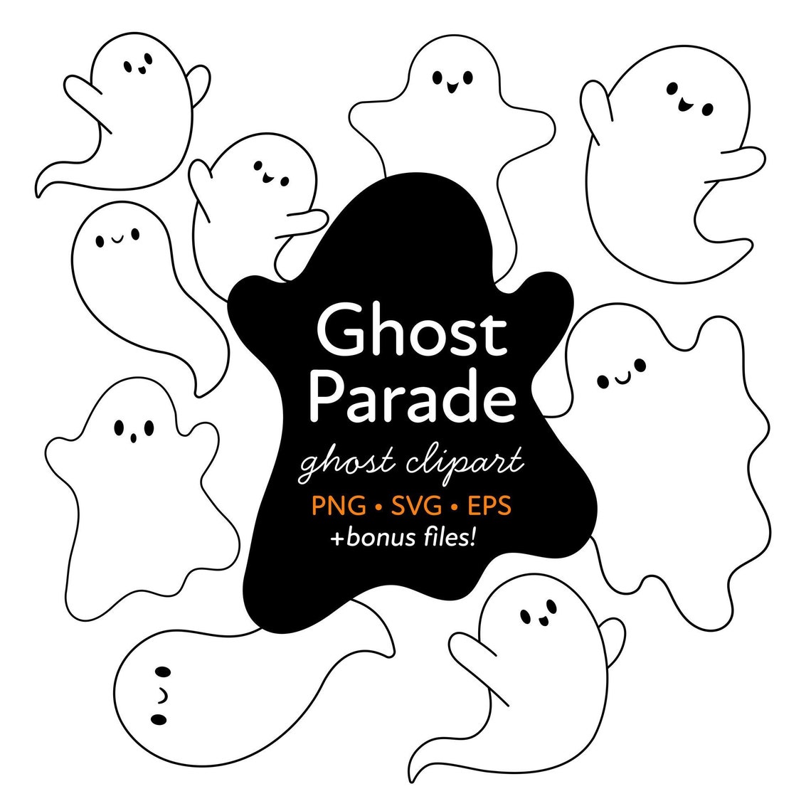 Ghost Halloween Clipart SVG Bundle, Halloween Clipart, Cute Ghosts ...