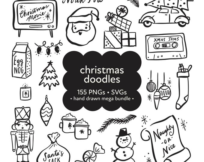 Christmas Line Art Clipart Bundle, Personal Use Only, Christmas Clipart ...