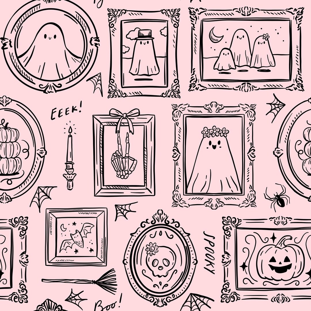 Cute Pastel Ghost Frames Seamless Pattern, Cute Kid Halloween ...