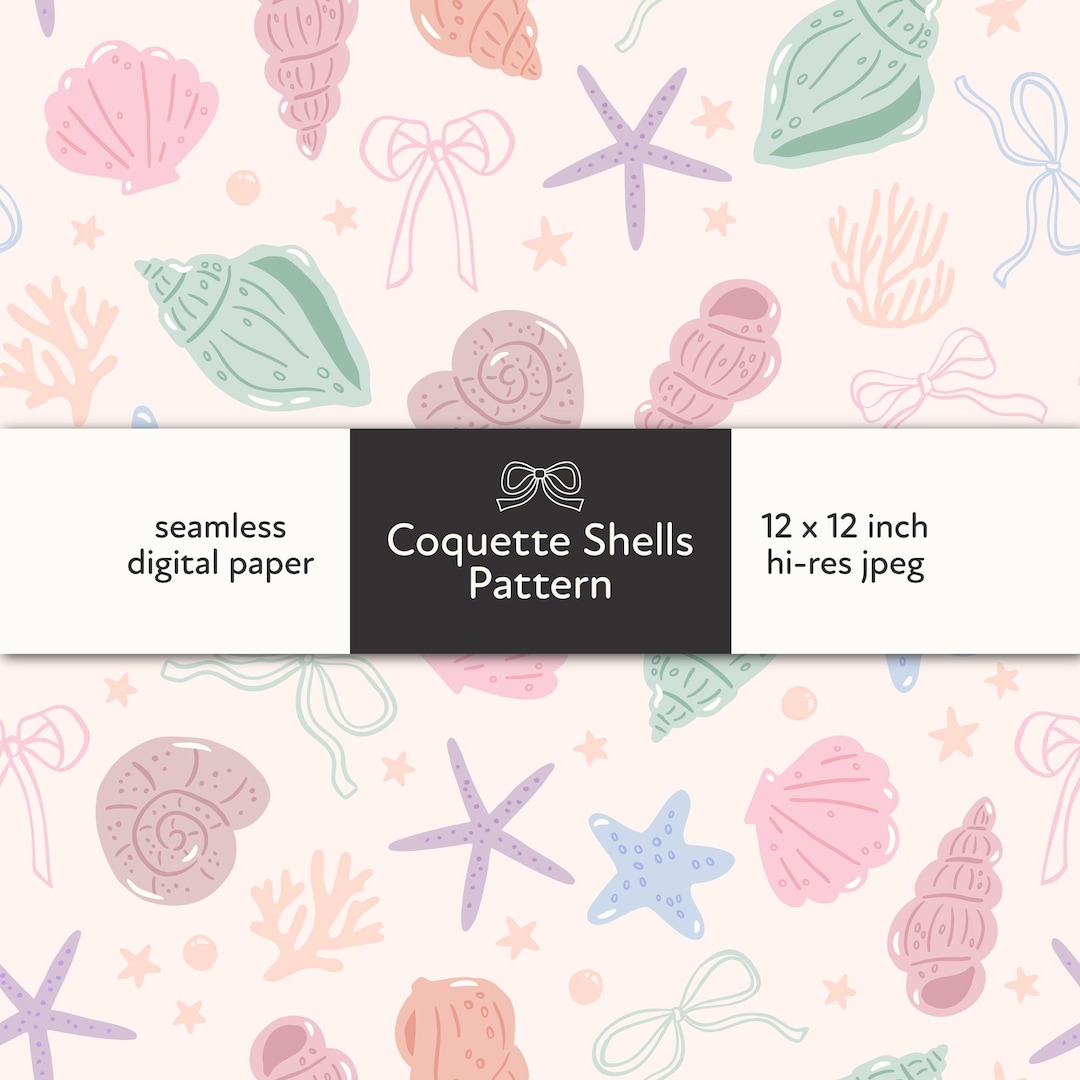 Coquette Seashell Pattern: Coastal Fabric Design (digital Download ...