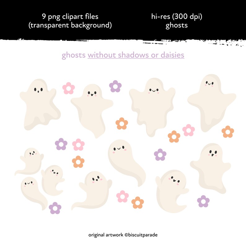 Daisy Ghost Clipart Bundle, Pastel Halloween Clipart, Pink Clip Art ...