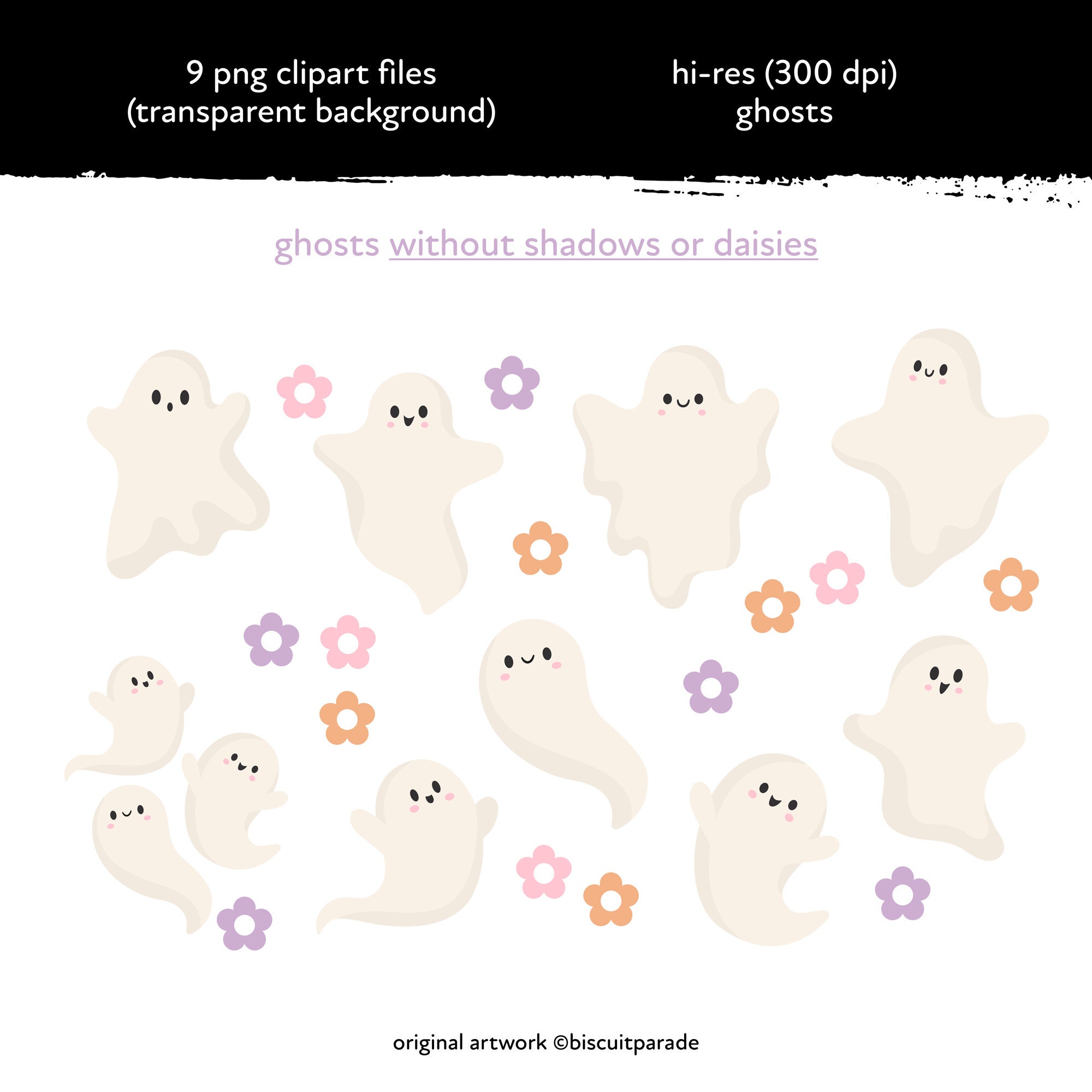 Daisy Ghost Clipart Bundle, Pastel Halloween Clipart, Pink Clip Art ...