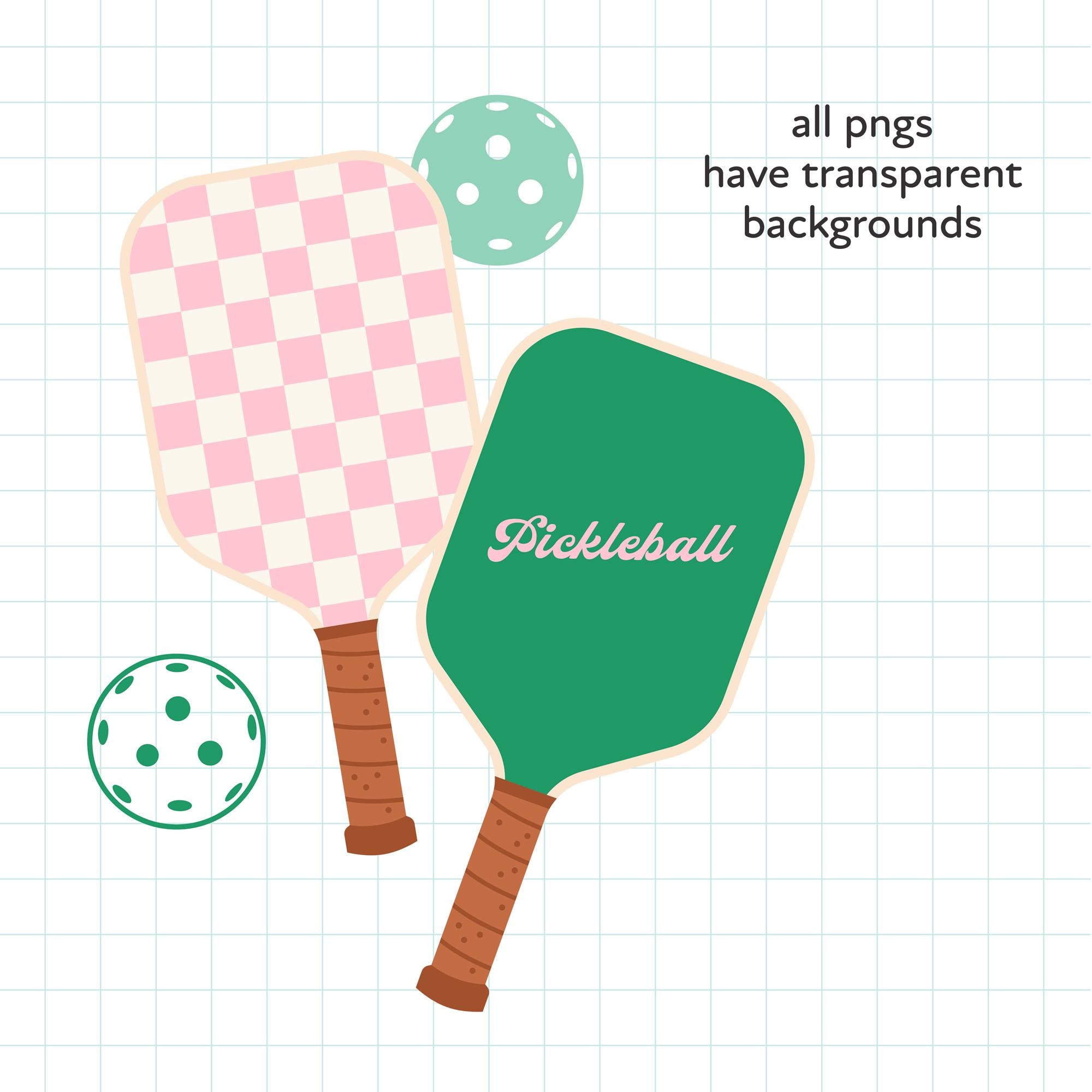 Retro Pickleball Paddle Clipart: Pink & Green Graphics (PNG) - Etsy