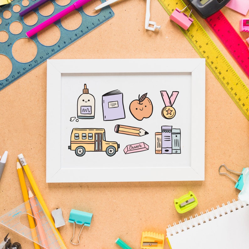 School Doodle Clipart, Back to School, Teacher, Cute Clipart, School ...