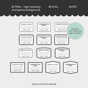 Composition Notebook Labels PNG Clipart, Composition Notebook Label SVG ...