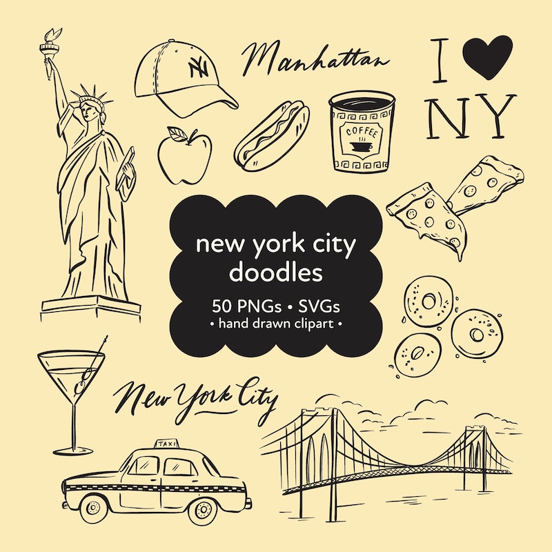 New York Icons Svg - Etsy