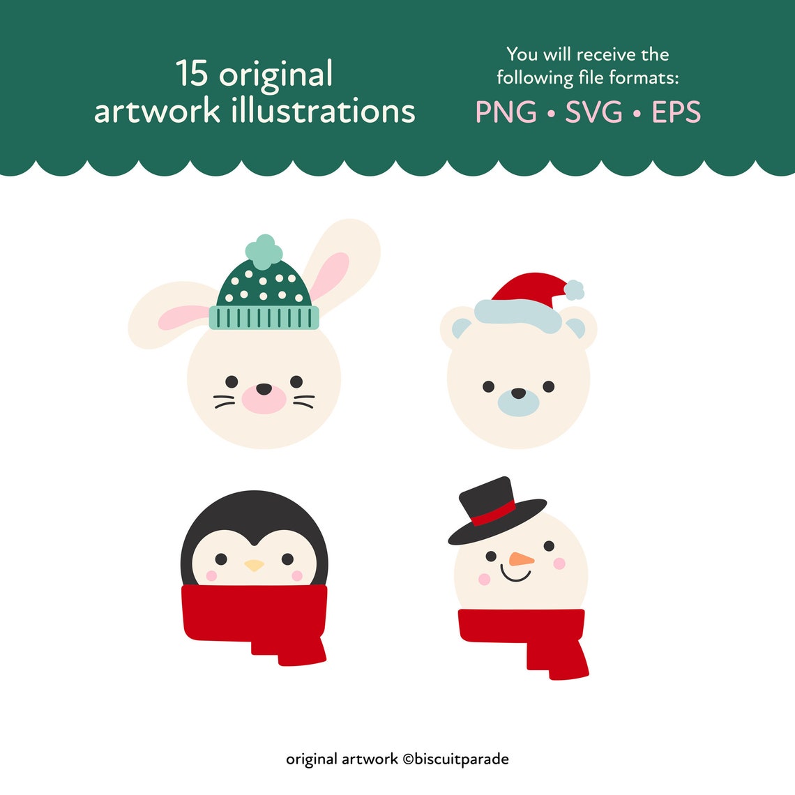 Jolly Christmas Character Svgs: Elf, Santa, Holiday Faces Clipart for ...