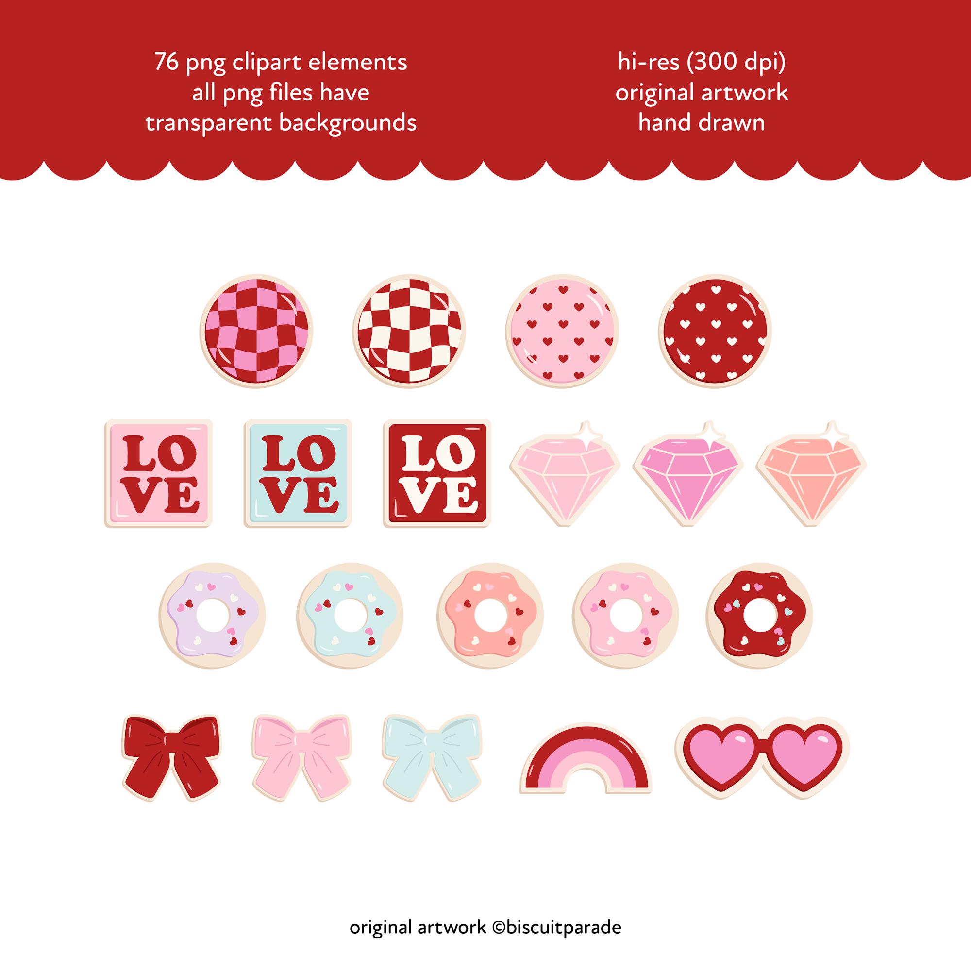 Valentine's Day Cookie Clipart: Kawaii Graphics Bundle (PNG Files) - Etsy