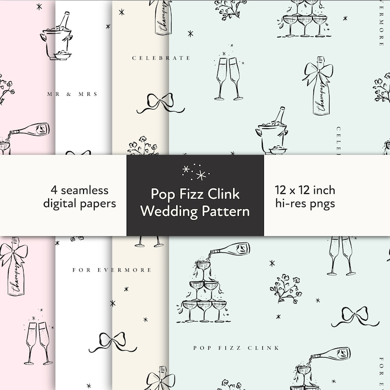 Wedding Digital Paper, Wedding Seamless Pattern, Bridal Scrapbook ...