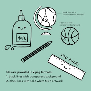 School Doodles Clipart, Back to School Doodle Art, Cute Teacher ...
