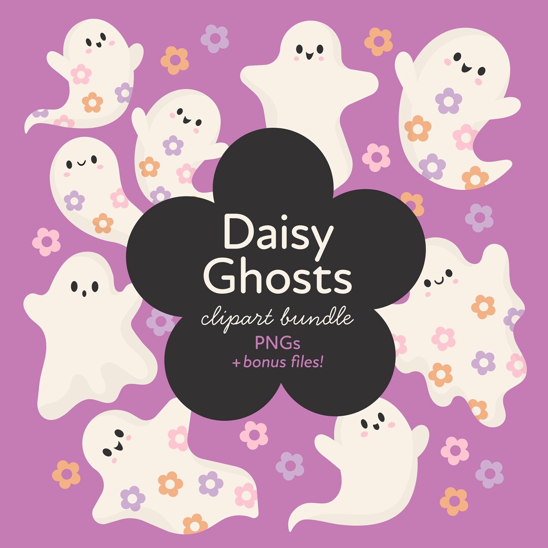 Daisy Ghost Clipart Bundle: Pastel Halloween PNG Files - Etsy