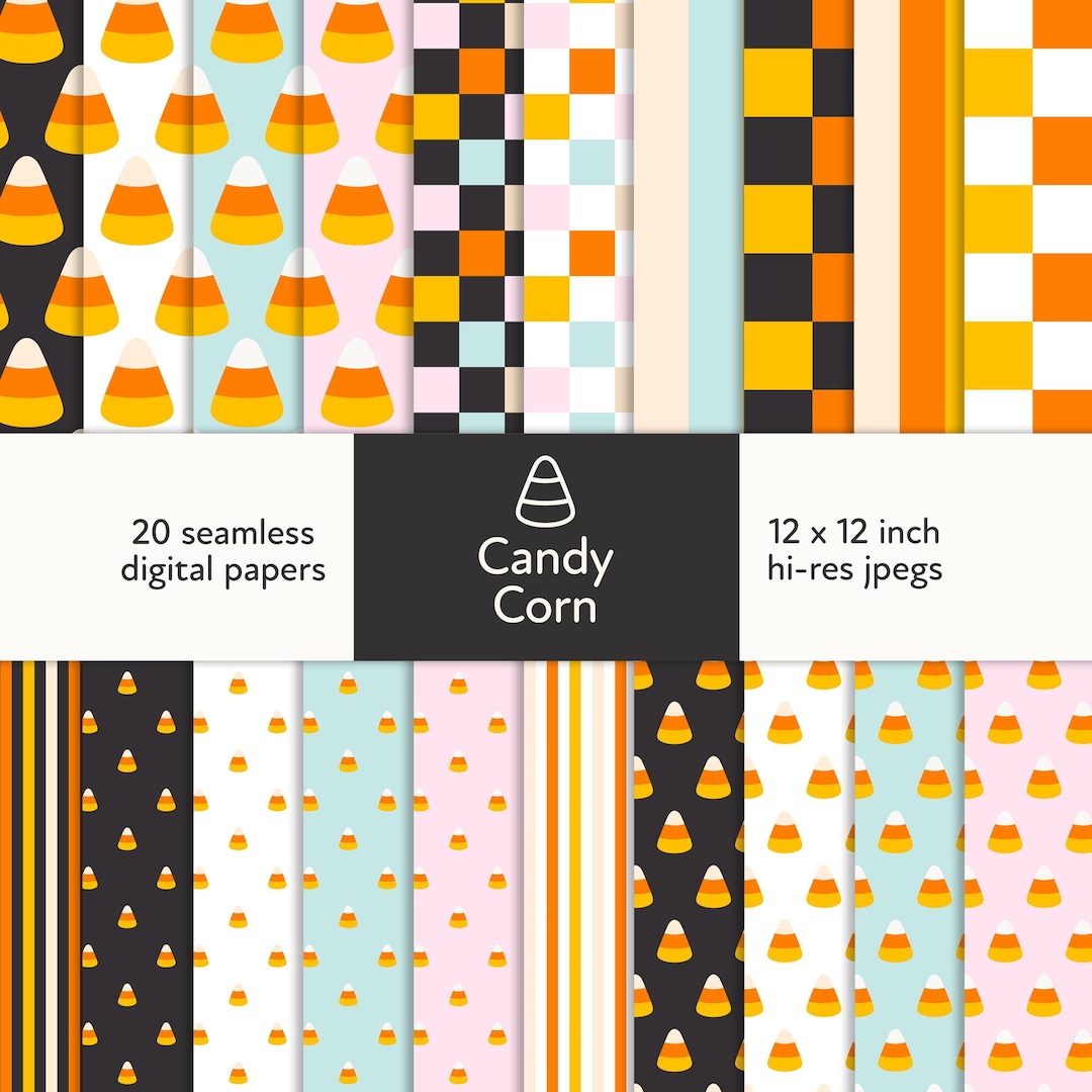 Pastel Halloween Candy Corn Digital Paper Bundle: Spooky Cute Seamless ...