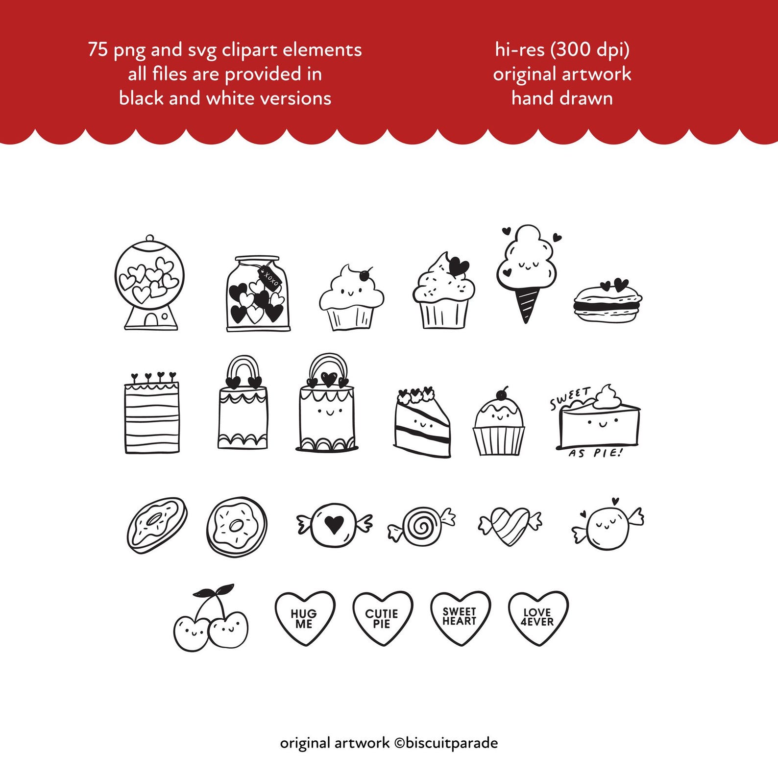 Hand Drawn Valentine's Day Doodle Clipart : Love SVG PNG (75 Elements ...