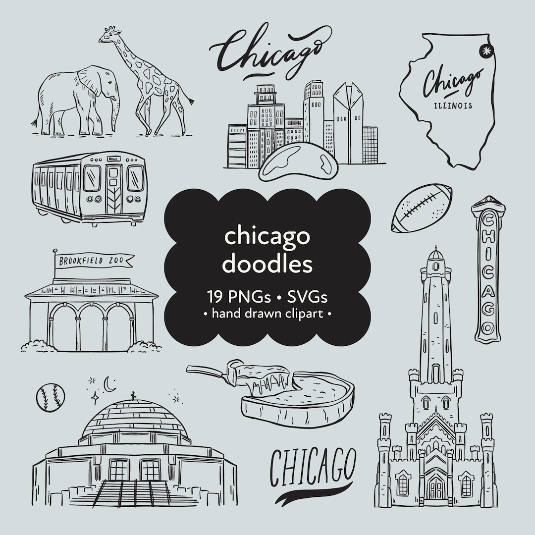 Chicago Doodle Clipart Bundle: Skyline SVG, PNG (digital Download) - Etsy