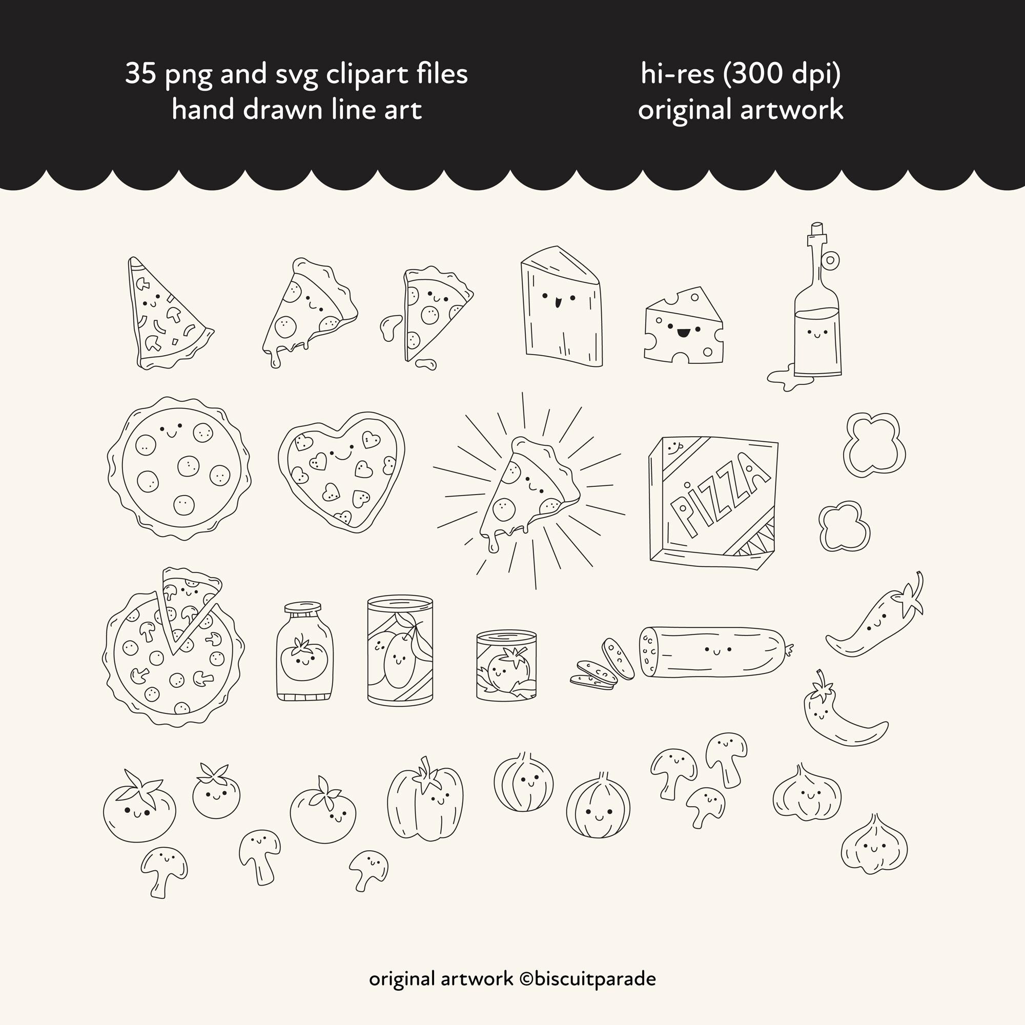 Pizza Bundle Svg, Pizza Clipart Doodle, Pizza Clipart, Pizza Cut File ...