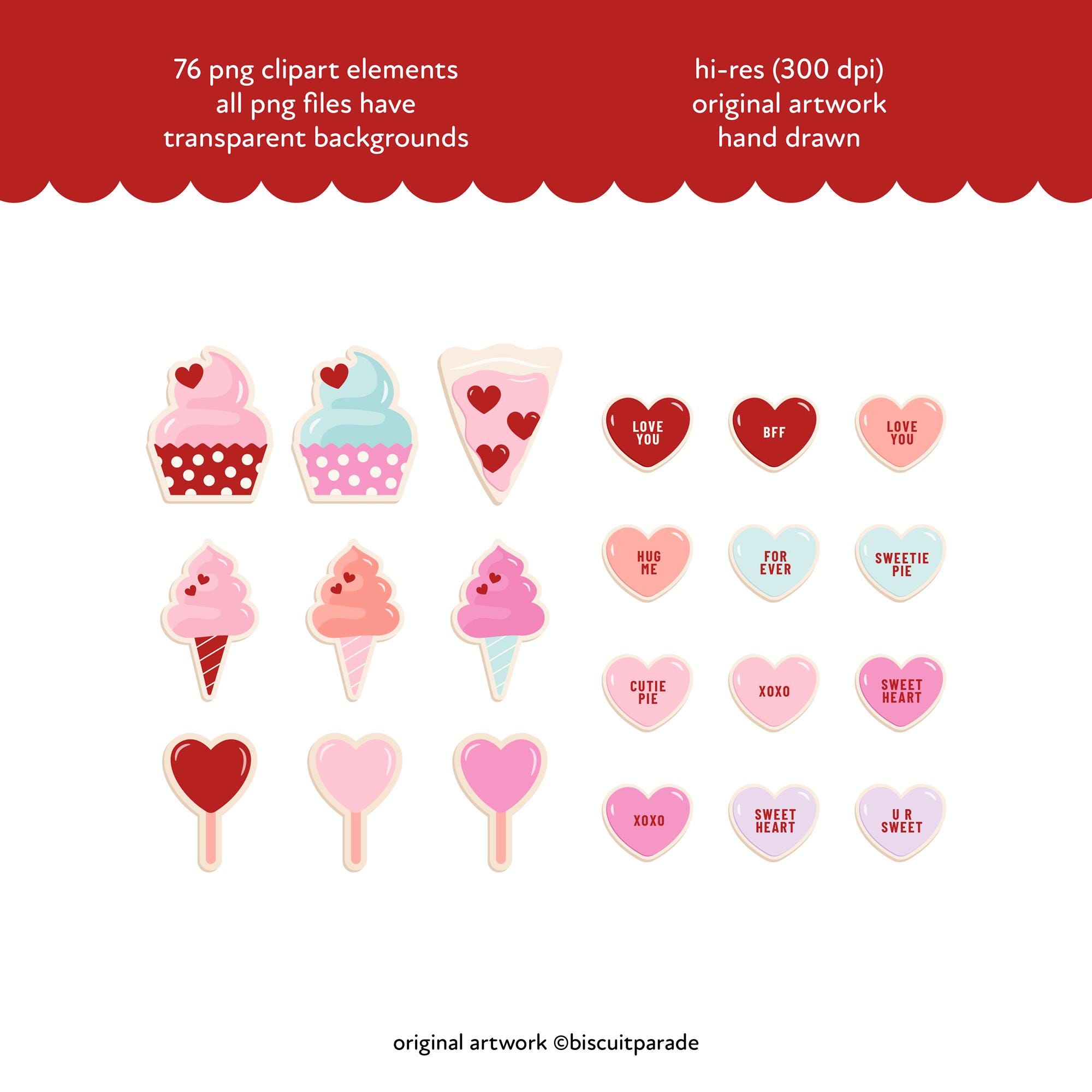 Valentine's Day Cookie Clipart: Kawaii Graphics Bundle (PNG Files) - Etsy