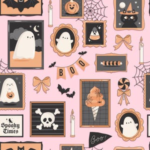 Trendy Spooky Frames Seamless Pattern Halloween, Halloween Ghost ...