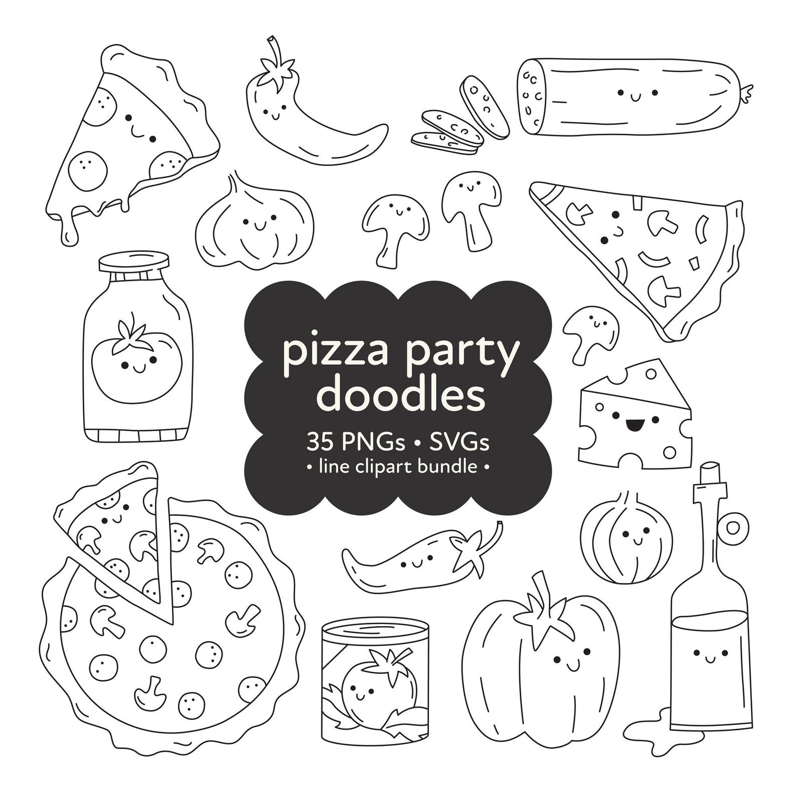 Pizza Bundle Svg, Pizza Clipart Doodle, Pizza Clipart, Pizza Cut File ...