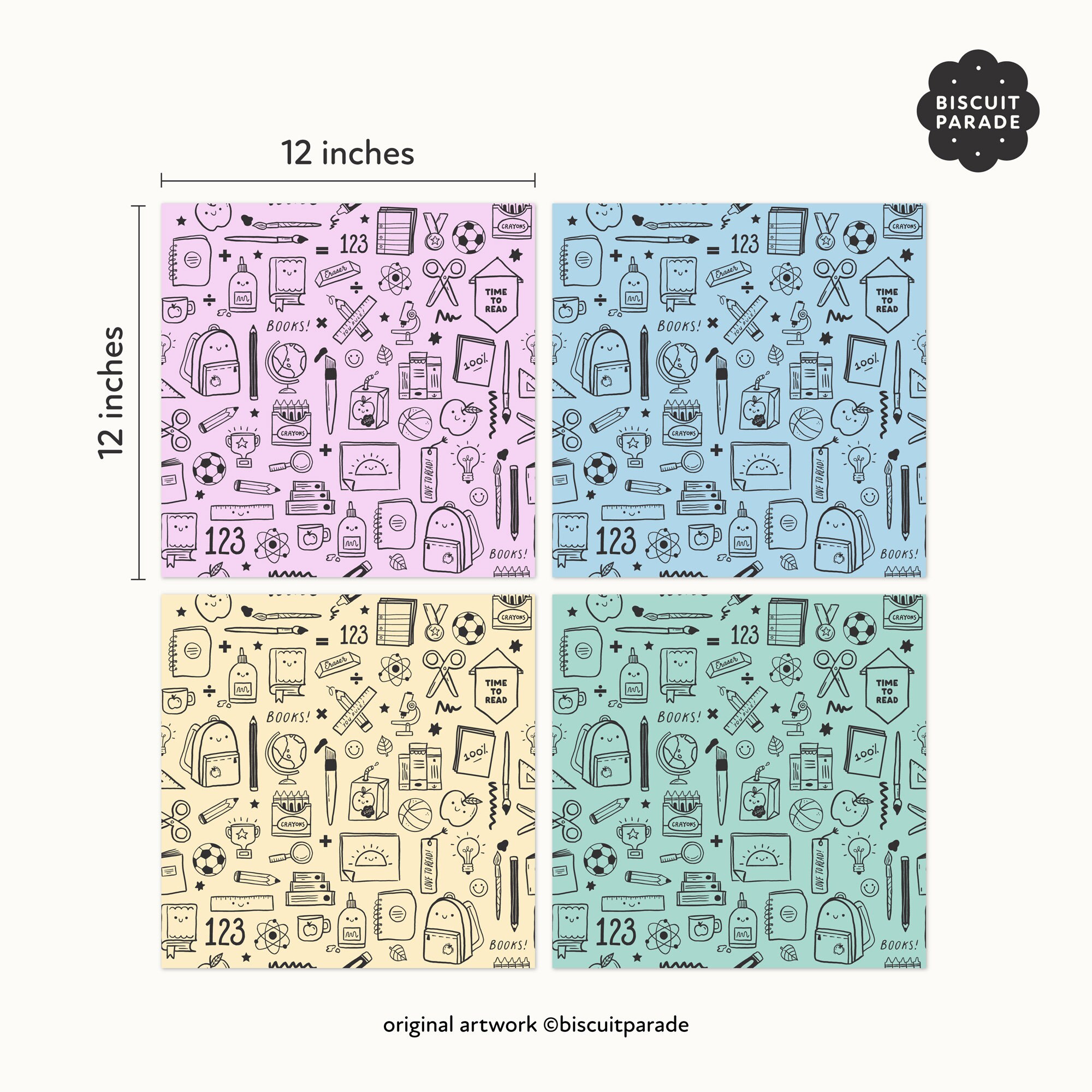 Pastel Back to School Doodle Digital Paper, School Backgrounds, Teacher ...