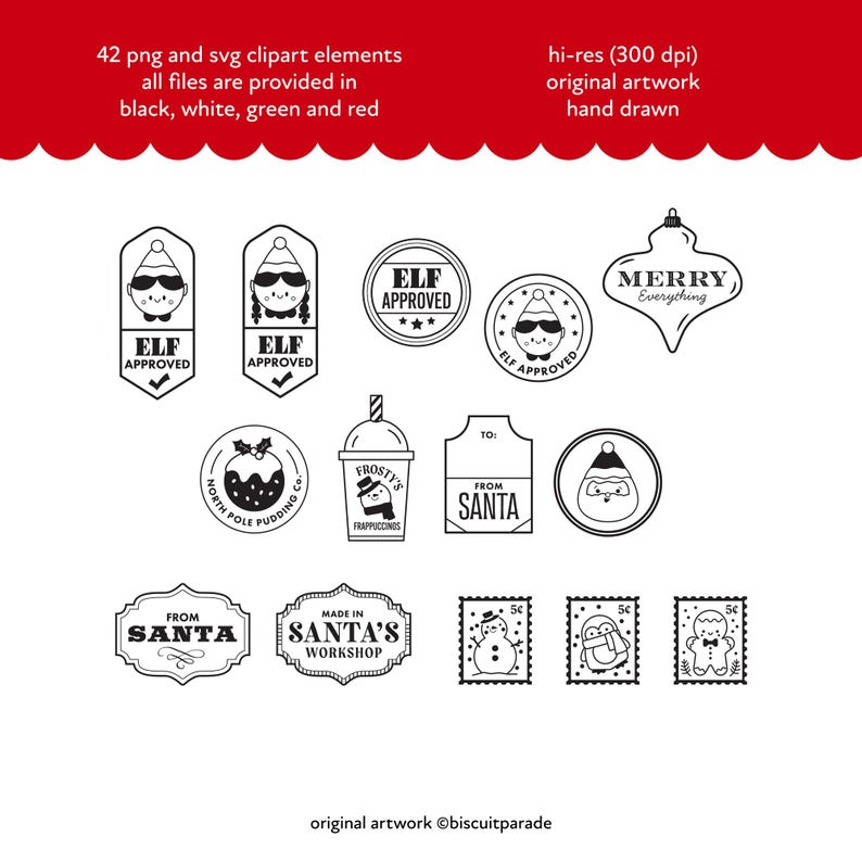 Christmas Stamps Clipart Bundle: North Pole SVG, Santa Mail (digital ...