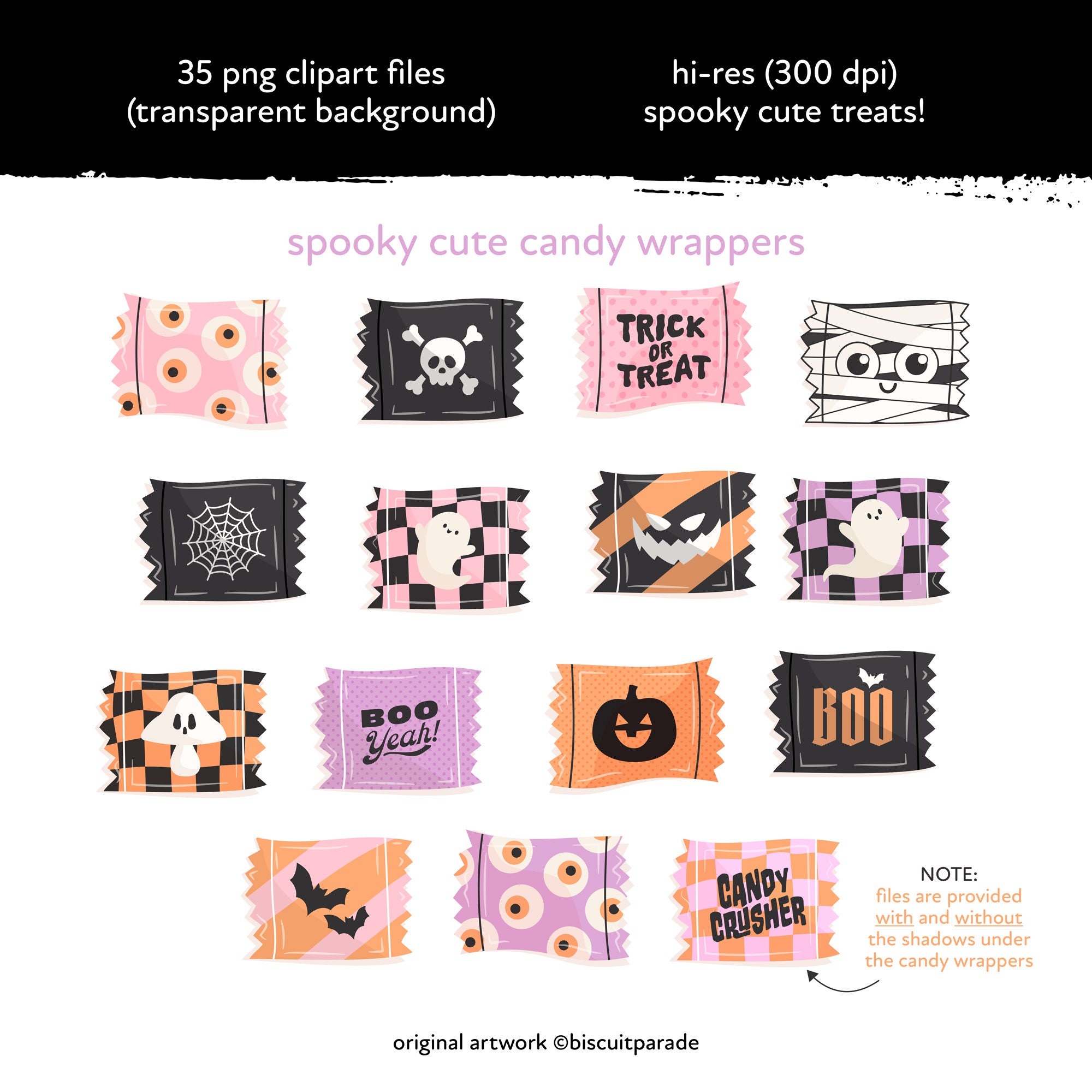 Cute Halloween Candy Clipart, Pastel Halloween Clipart, Pink Clip Art ...
