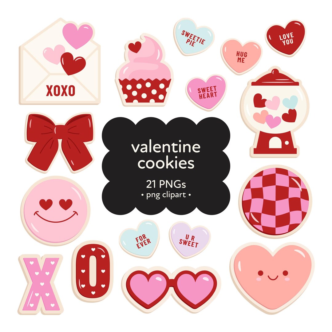 Adorable Valentine's Day Cookie Clipart Set: Kawaii Love Graphics for ...