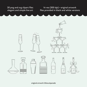 Elegant Cocktail Line Art Clipart: Wedding Bar Menu SVG (digital ...