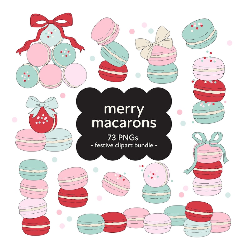 Whimsical Christmas Macaron Clipart: Pastel Candy PNG Bundle for ...
