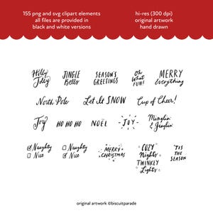Christmas Doodle Clipart: Hand-drawn Winter Line Art (PNG, SVG) - Etsy