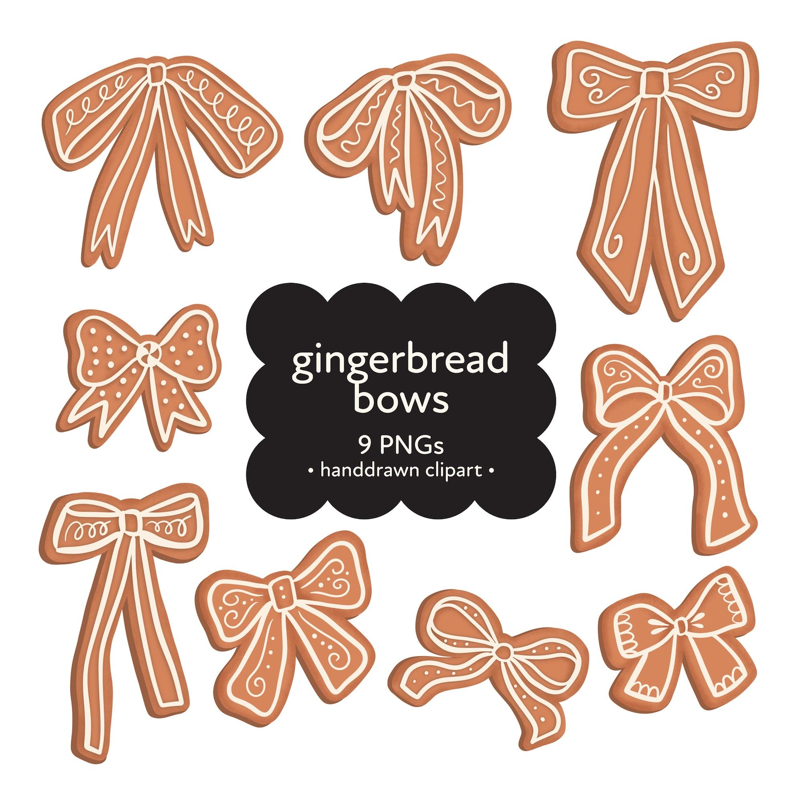 Gingerbread Bow Clipart, Coquette Christmas Holiday Graphics (PNG) - Etsy