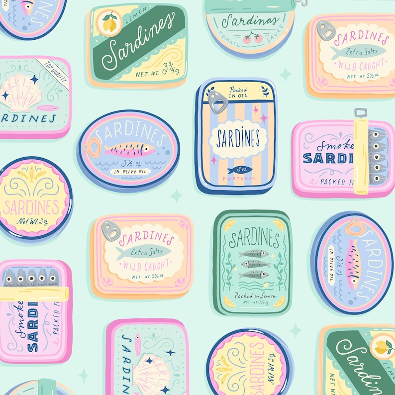 Sardine Seamless Pattern: Vintage Italian Coastal Design (digital Paper ...