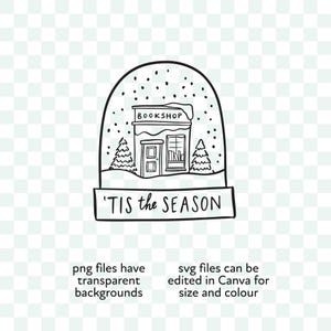 Christmas Book Doodles Clipart, Christmas Bookish Clipart, Cozy Readers ...