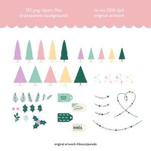 Pastel Christmas Clipart PNG Bundle, Holiday Clipart, Santa, Candy Cane ...