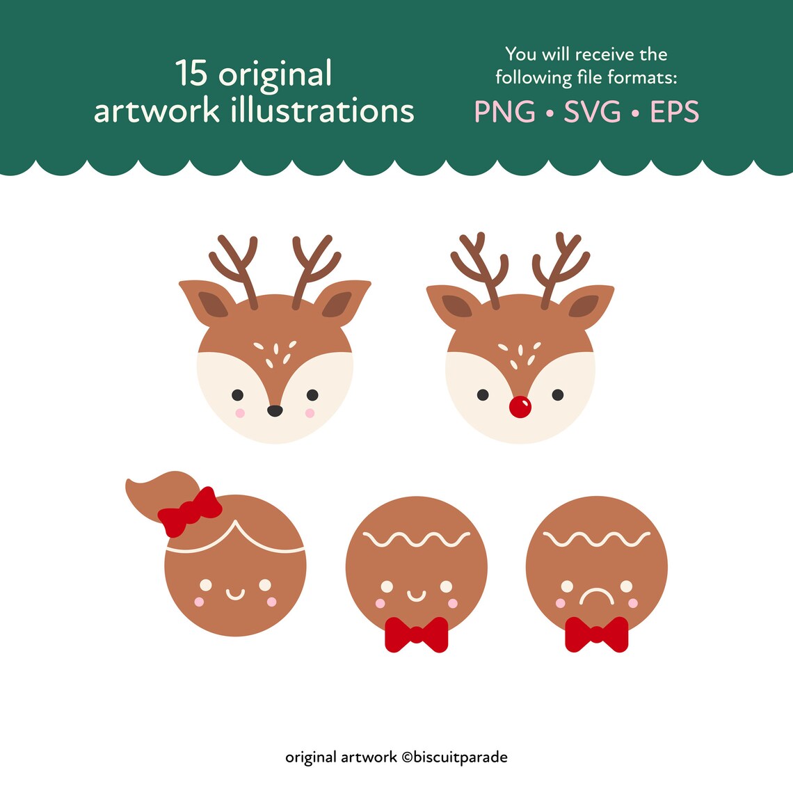 Jolly Christmas Character Svgs: Elf, Santa, Holiday Faces Clipart for ...