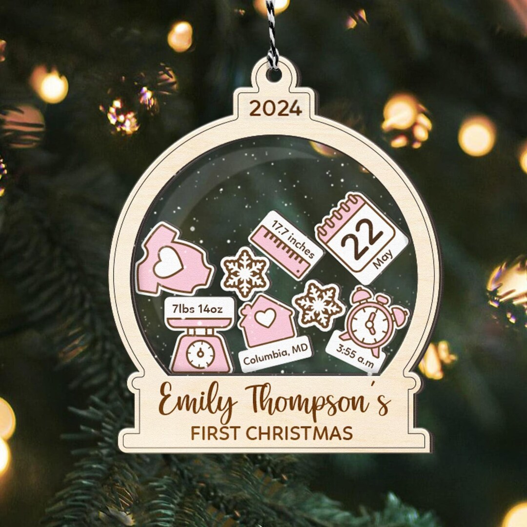Baby's First Christmas Ornament, Baby 1st Christmas Ornament, Custom ...